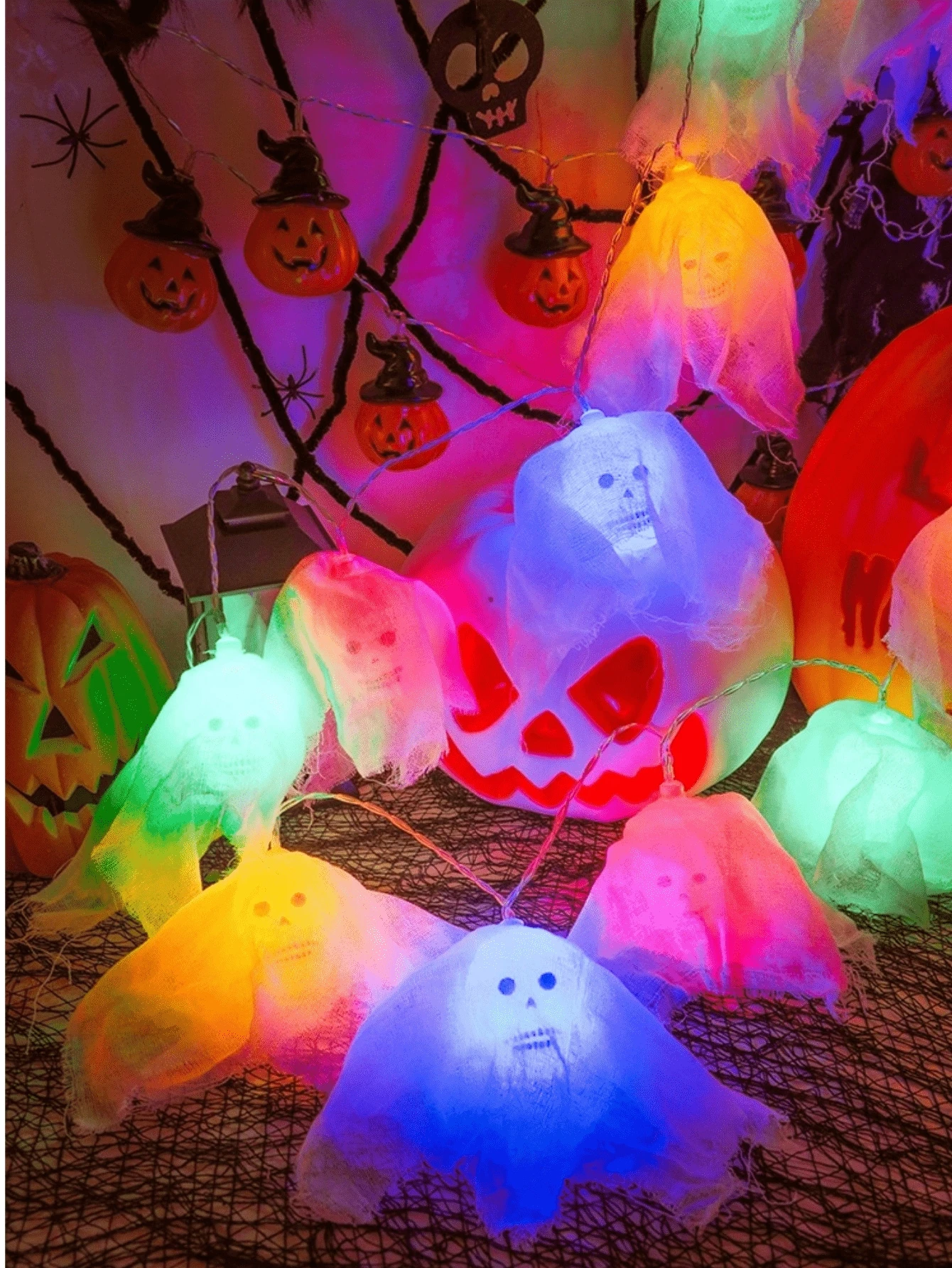 Led Ghost String Lights Decoration, Skull Shaped Light For Halloween ...