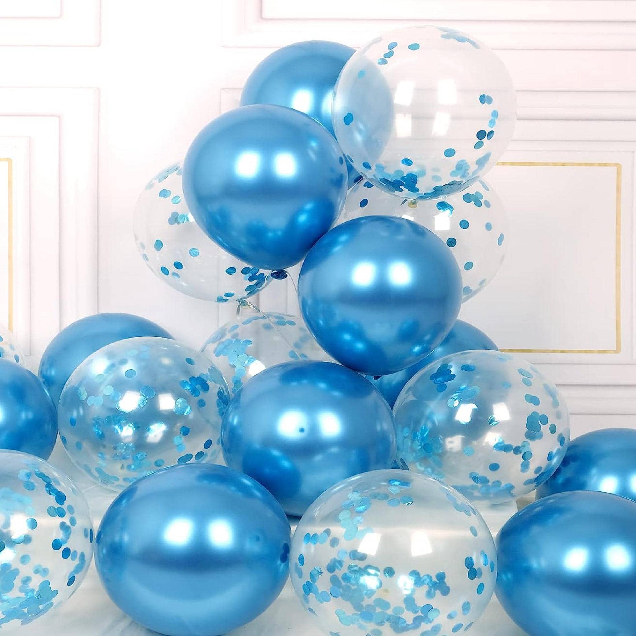 42pcs Party Balloons - Metallic Blue Balloons And Blue Confetti ...
