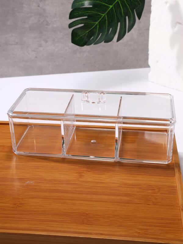 Acrylic Transparent Long Three-compartment Storage Box For Desktop ...