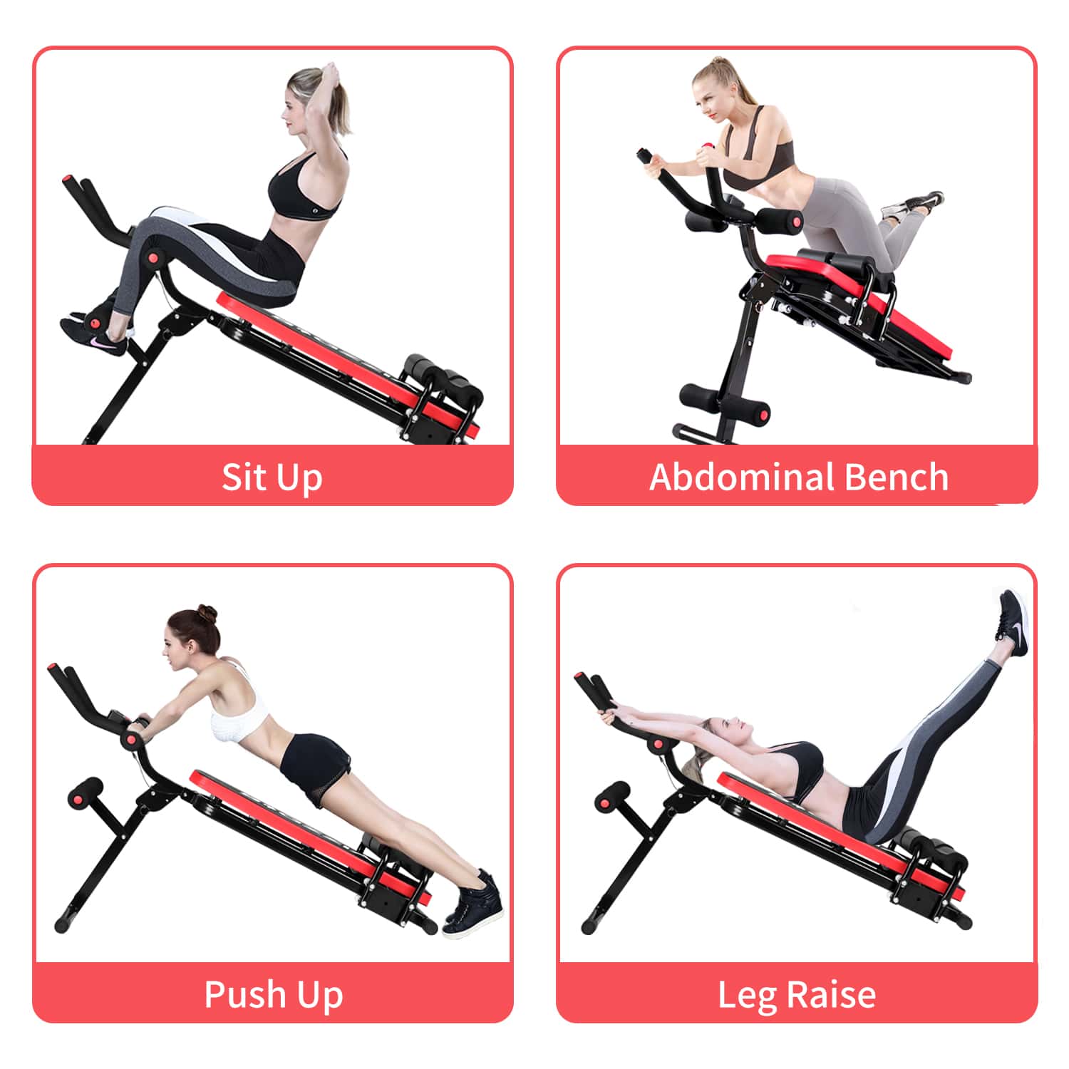 Adjustable Ab Exercise Bench, Abdominal Workout Machine Foldable Sit Up ...