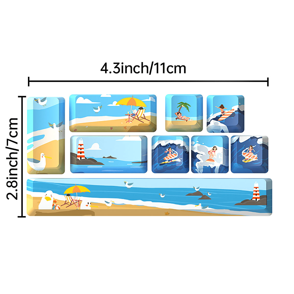 AJAZZ OEM coastline theme keycaps PBT two-color injection molding five ...