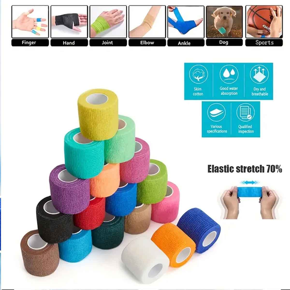 Self Adhesive Bandage Wrap, Athletic Elastic Cohesive Bandage For ...