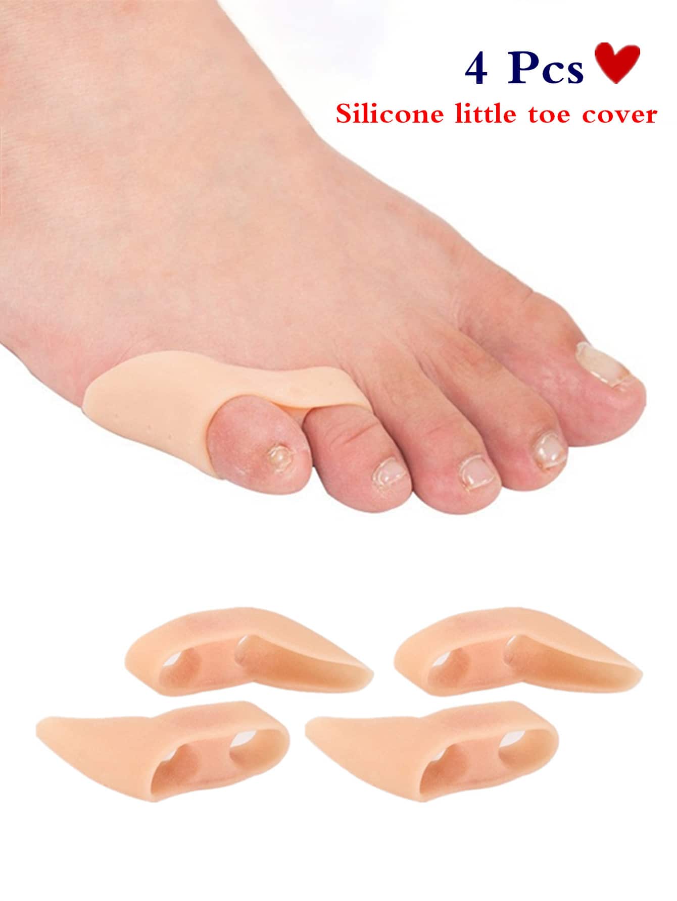 4pcs Silicone Gel Toe Separator Soft Pad Cover, Unisex Foot Protectors ...