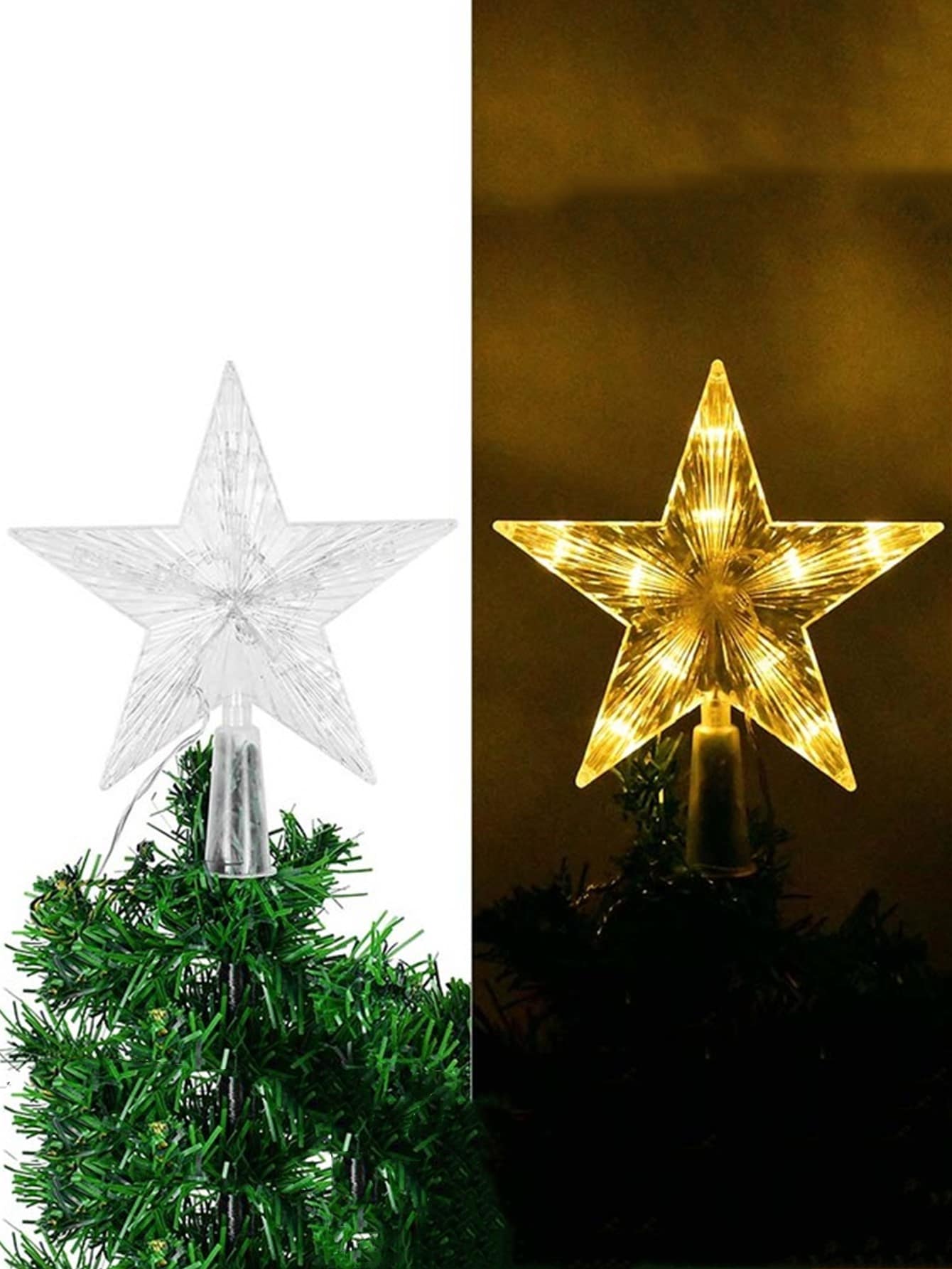 18cm Light Glowing Star Tree Topper Decor LED Ornament Christmas Tree ...