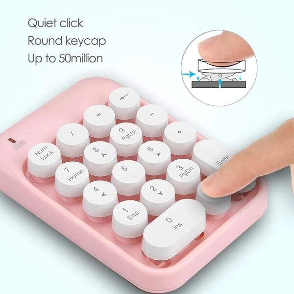 Wireless Numeric Keypad 18 Keys with 2.4G Mini Portable Silent Number ...
