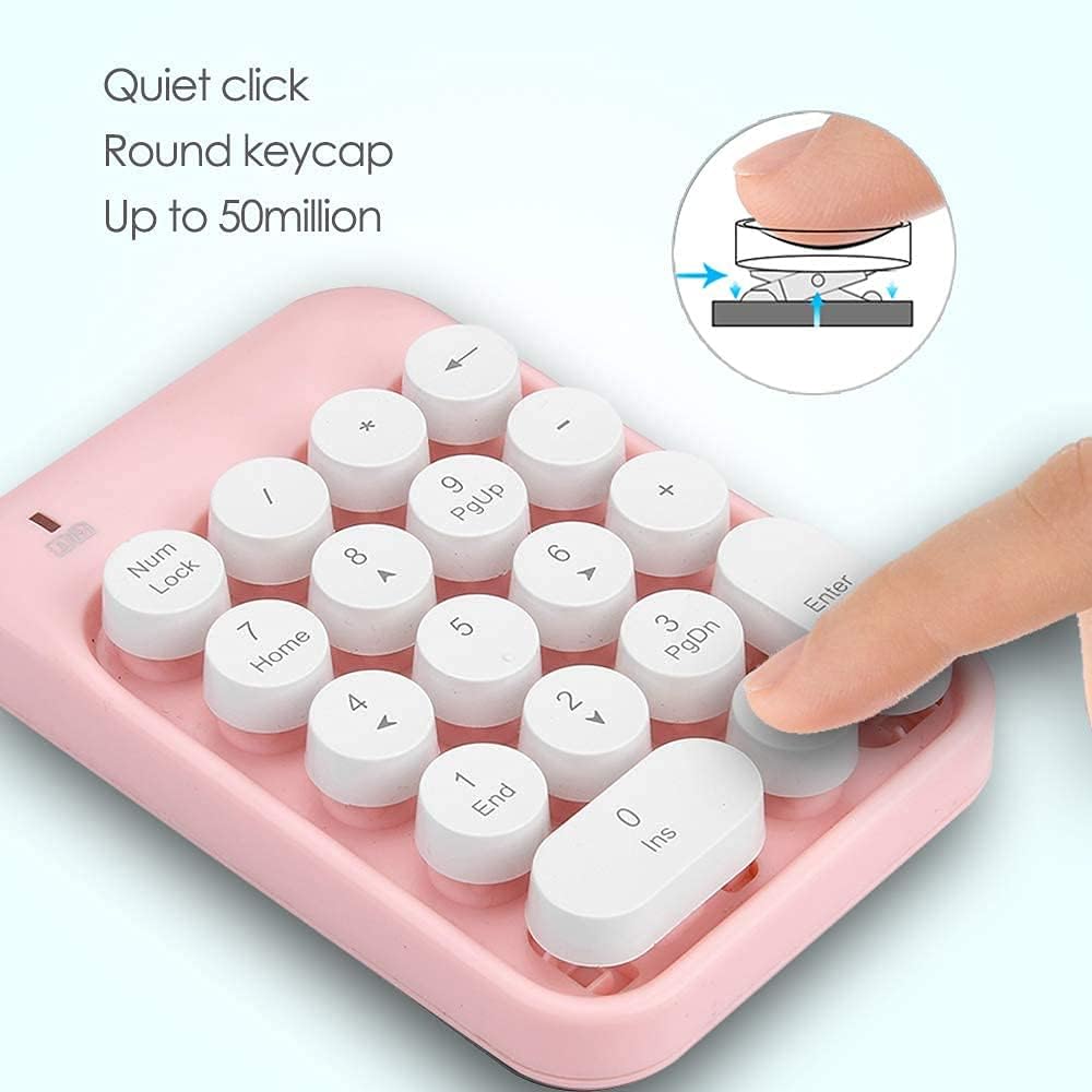 Wireless Numeric Keypad 18 Keys with 2.4G Mini Portable Silent Number ...