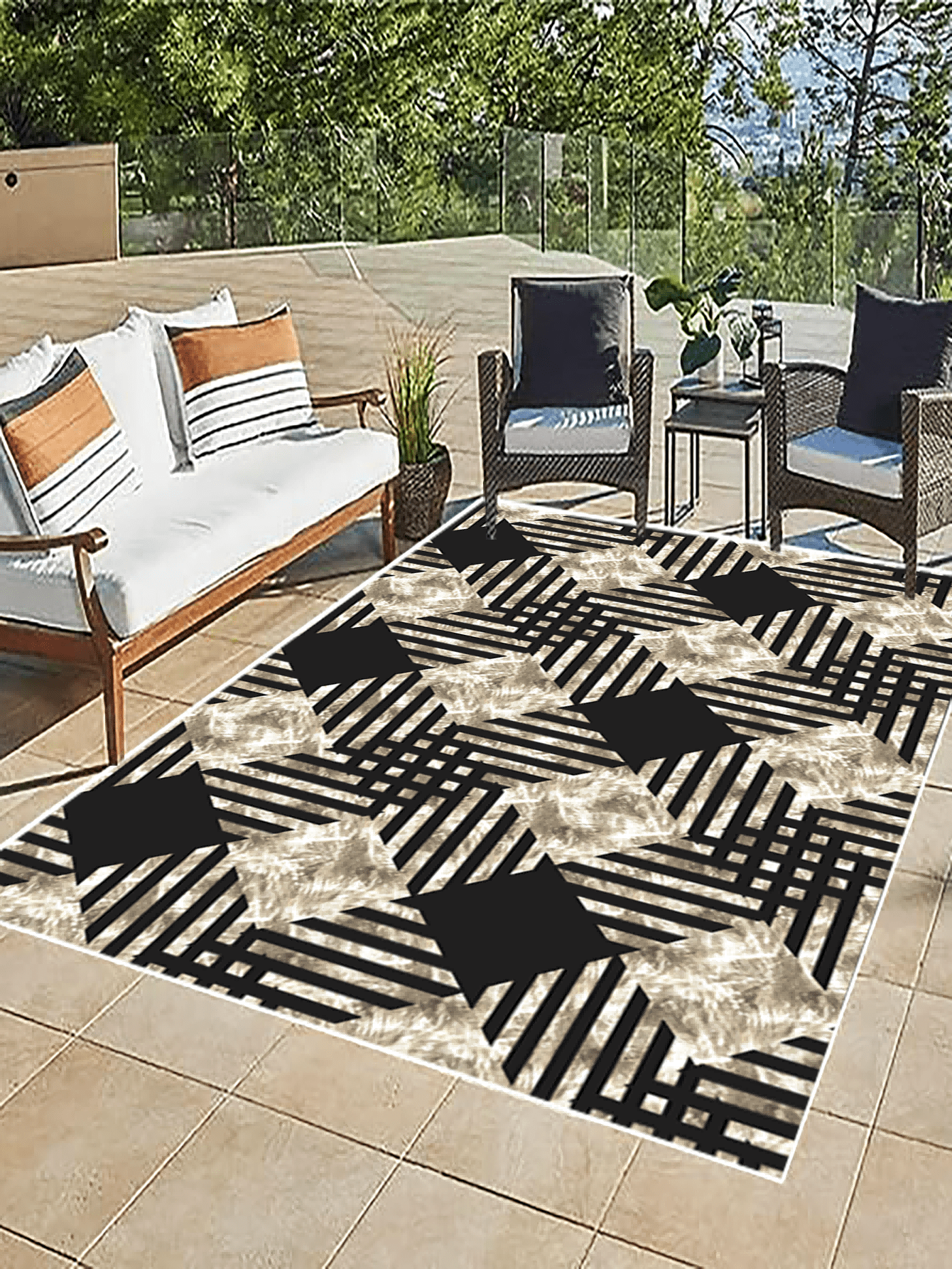 Outdoor Carpet Suitable For Patios, Waterproof, Reversible Plastic ...