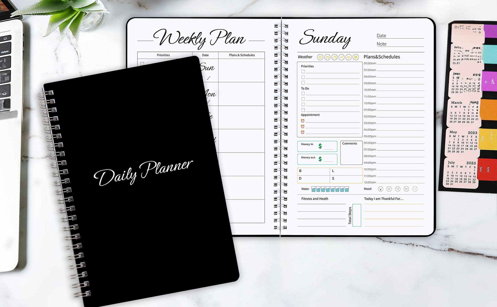 Daily Weekly Planner Notebook 7 Day Work Planner Agenda Undated ...