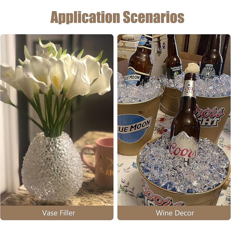 Fake Ice Cubes, 101 Pcs Acrylic Vase Fillers for Centerpieces, 11 * 14 ...