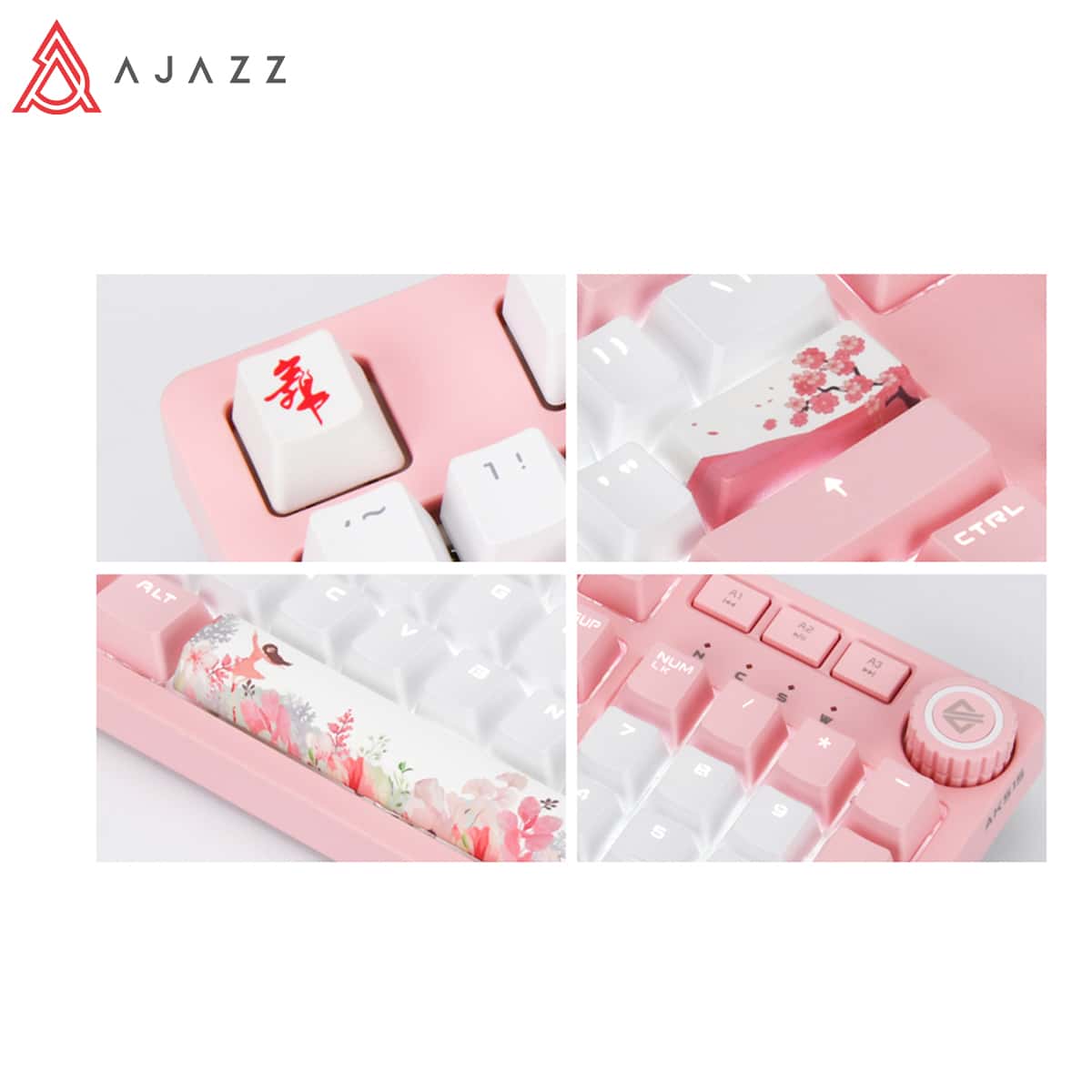 AJAZZ OEM pink dance theme keycaps PBT two-color injection molding five ...