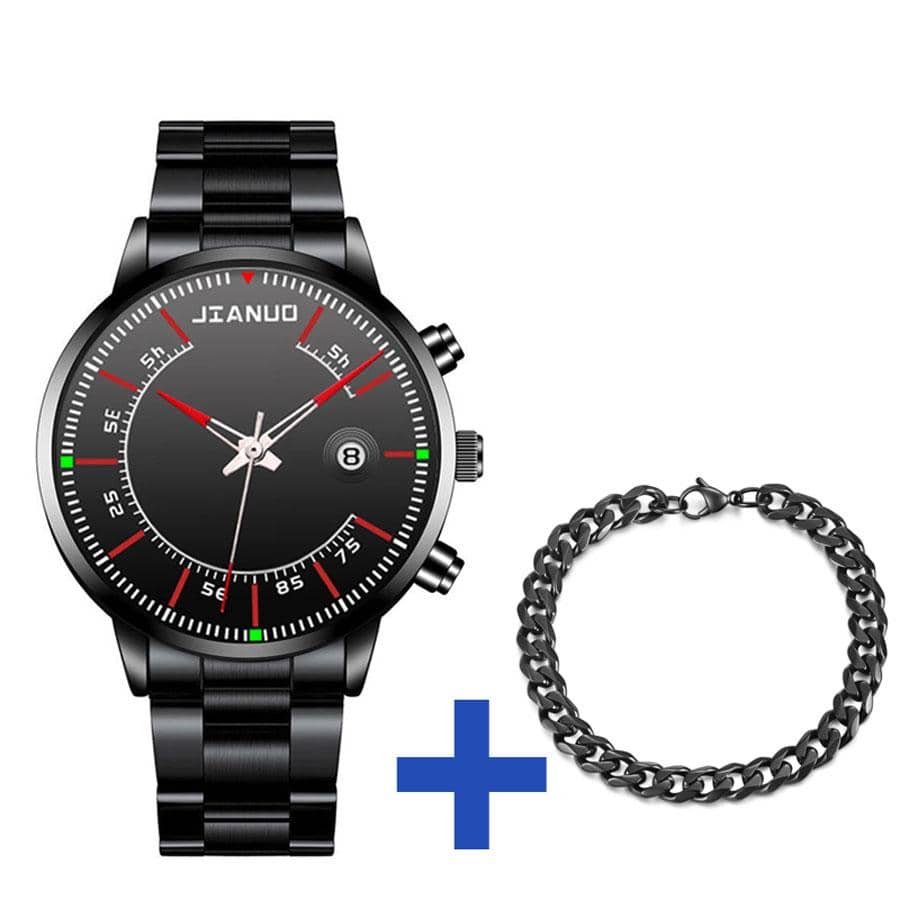 Conjunto De Reloj Y Pulsera Con Caja Negra Y Aguja Roja | Moda de Mujer ...