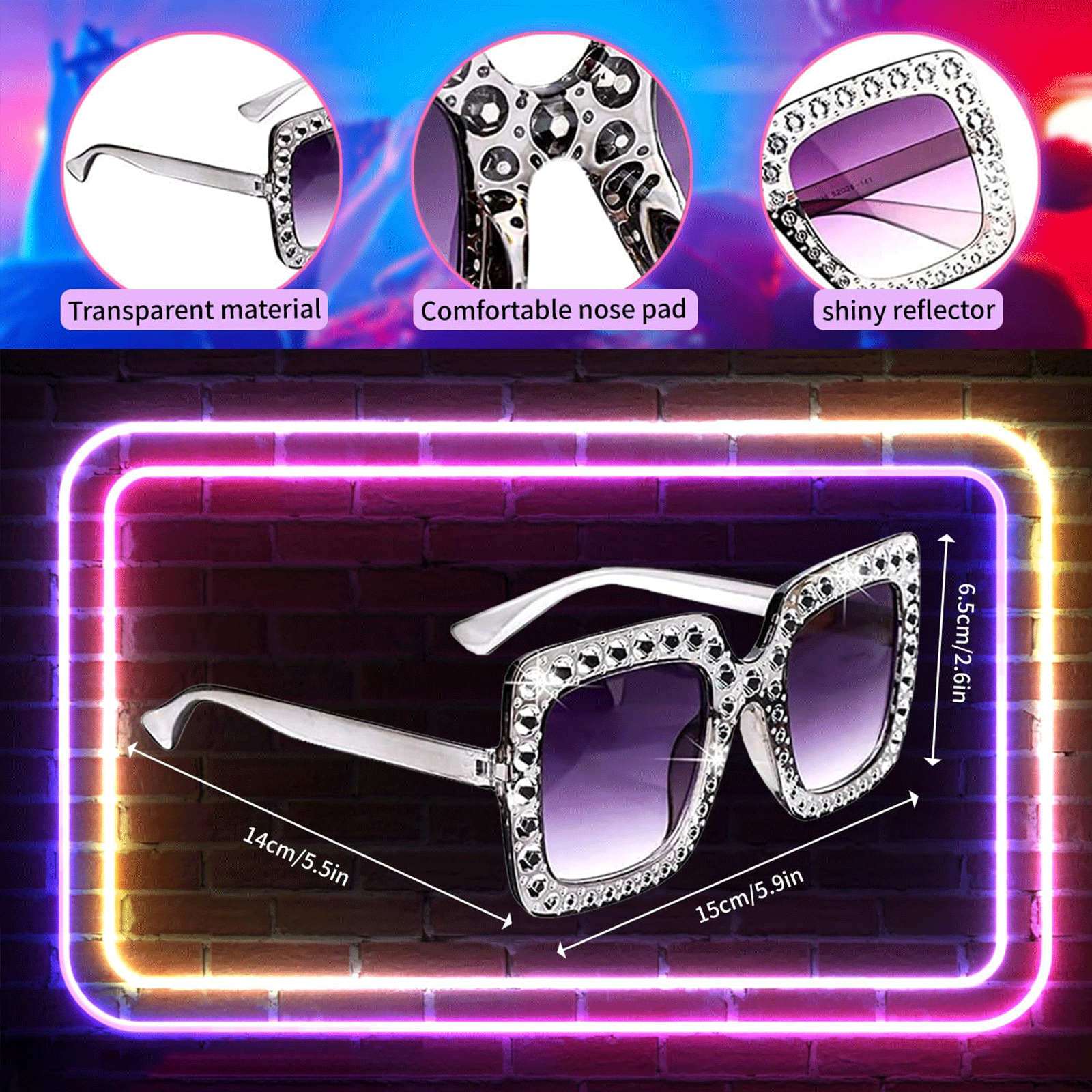 4Pcs 70s Accessories For Women, Silver 1970s Disco Accessories With ...