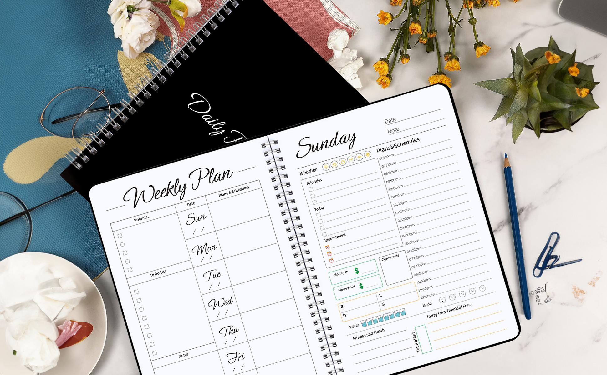Daily Weekly Planner Notebook 7 Day Work Planner Agenda Undated ...