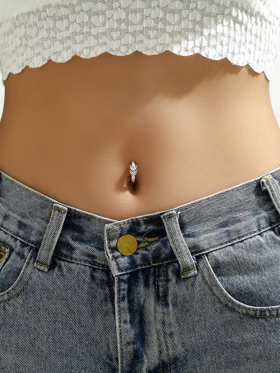 Charming Copper Navel Piercing Jewelry With -studded Leaf Pendant For ...