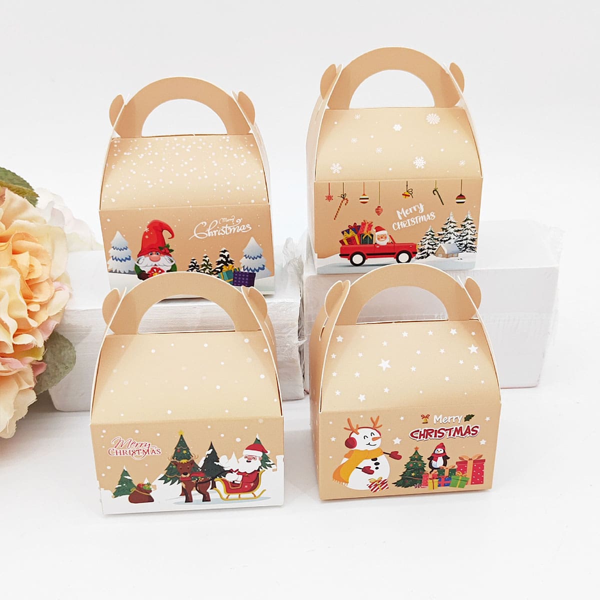 24pcs Christmas Party Theme Candy Box Creative Simplicity Handheld Box ...