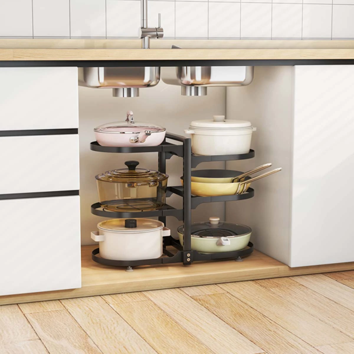 6-layer adjustable cabinet pot manager rack, cabinet pot, heavy-duty ...