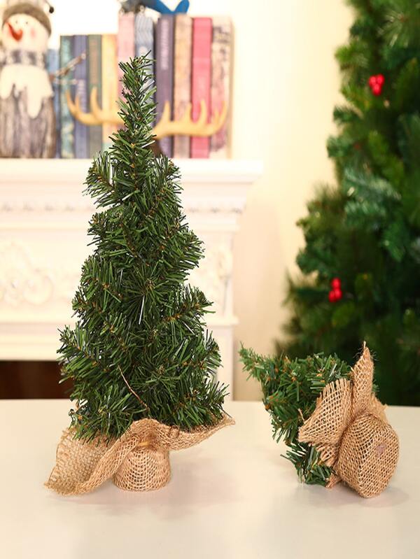 1pc 30cm Mini Christmas Tree With Burlap Base For Commercial Display ...