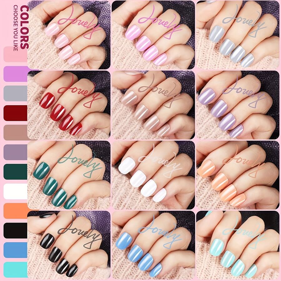Extra Short Plain Press On Nails, 12 Packs Short Round Plain Press On ...