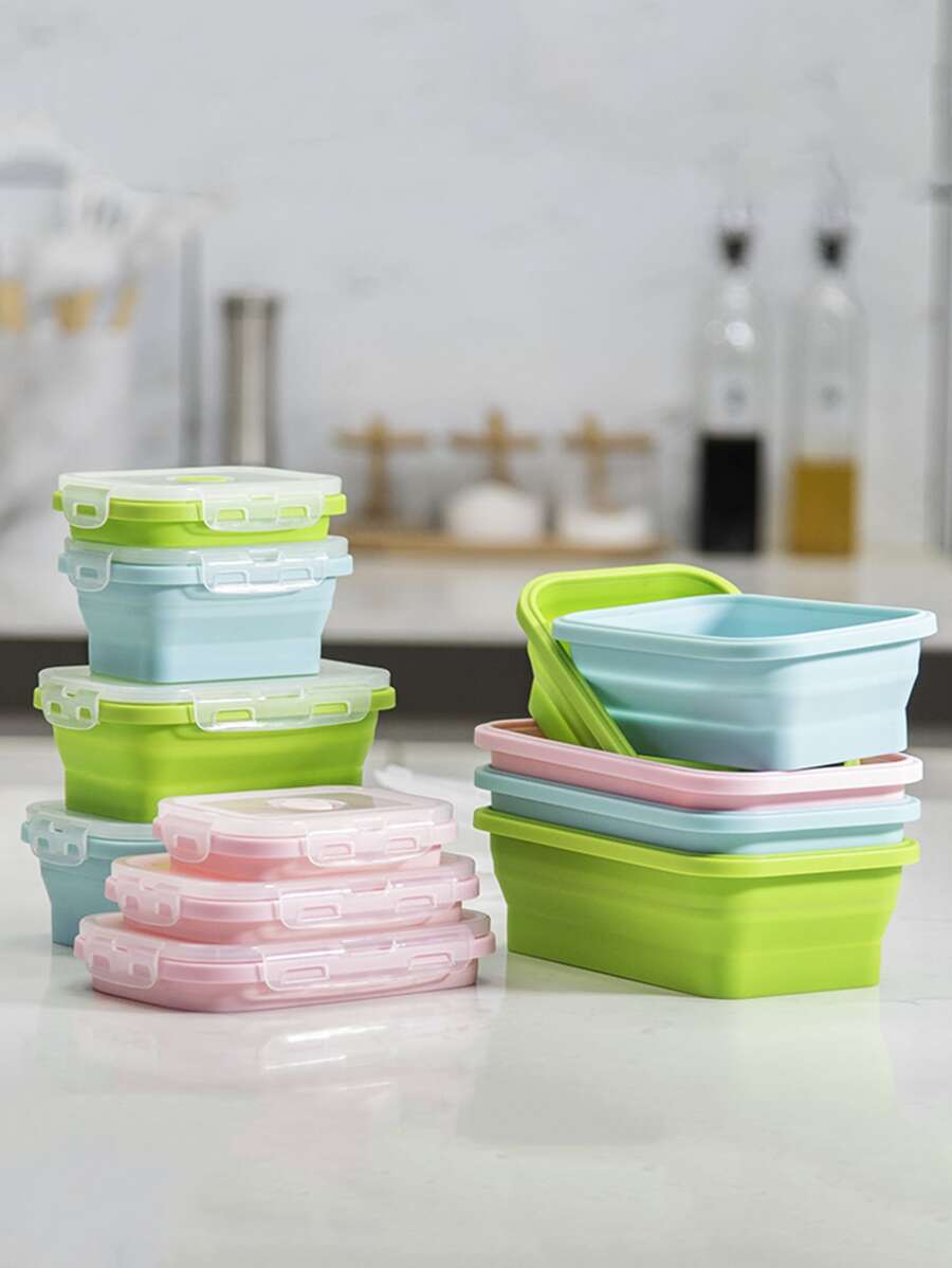 Plastic Food Storage Containers With Lids -1PC Silicone Collapsible ...