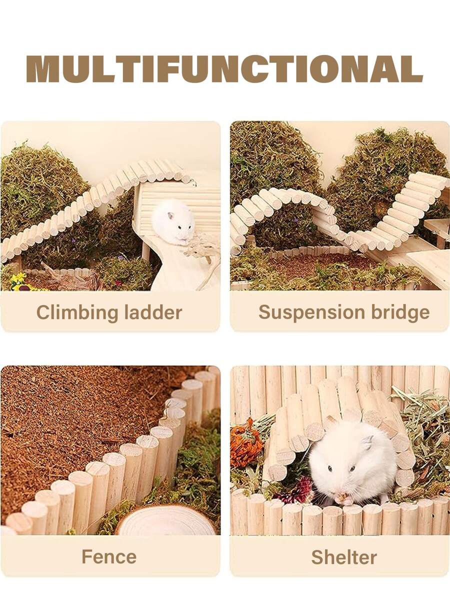1 Packs DIY Wooden Bridge & Hamster Tunnels, Climbing Ladder & Fence ...