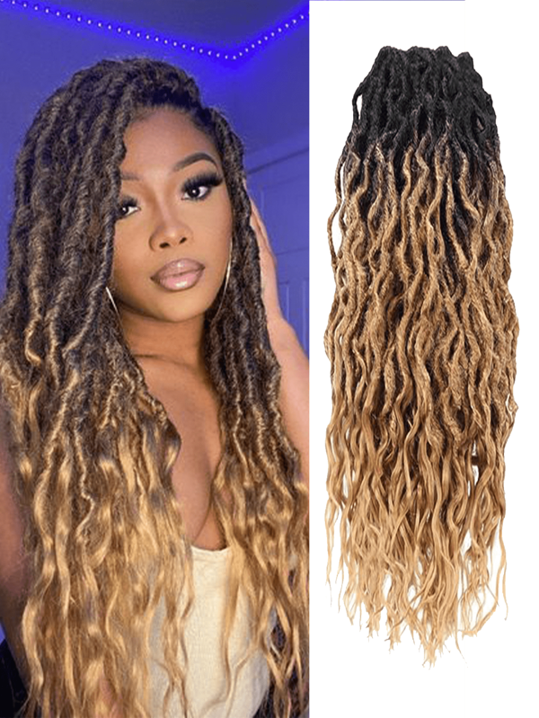 Pelo Crochet Locs Trenzas Pulgadas Rizador Falso Humano Suave Bohemio ...
