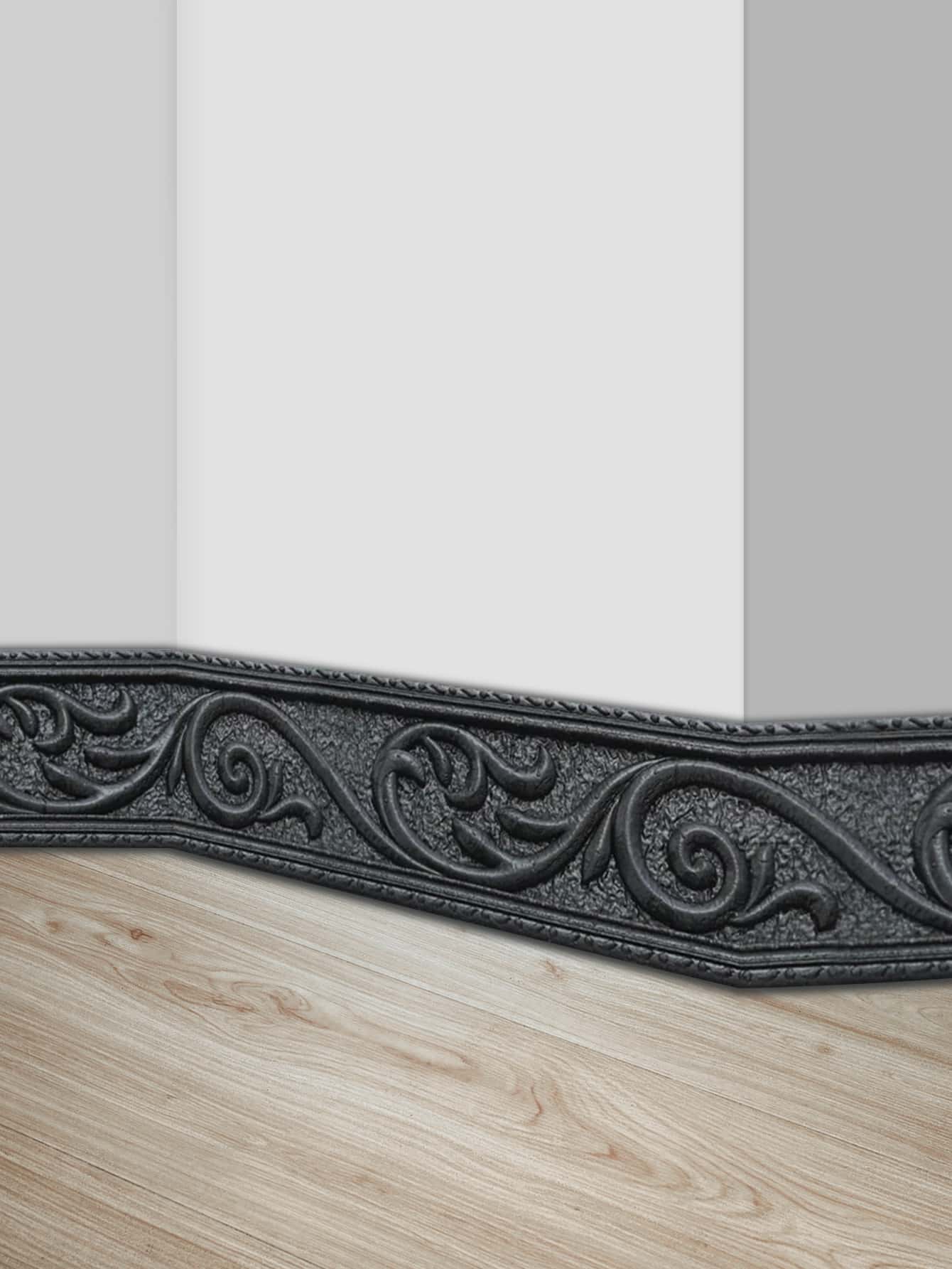 1pc Plastic Scroll Pattern Wall Baseboard Sticker, 3D Foam Edge Sealing ...