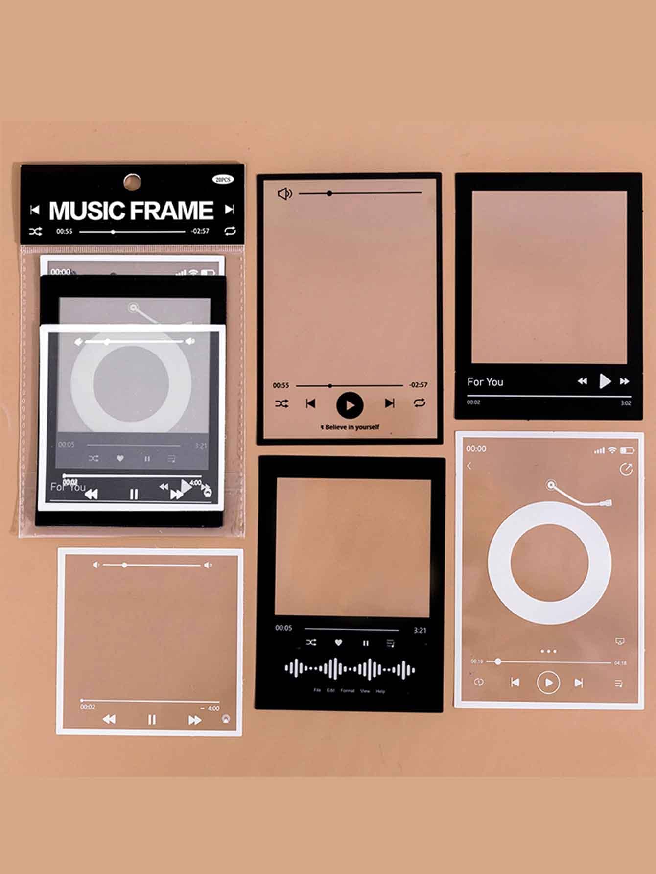 1pack 15 Sheets Pet Black And White Stickers Music Border Diy ...