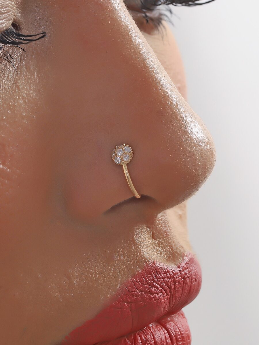 1pc Deluxe U-shaped Nose Clip With Rhinestone Decoration, Unique Non ...