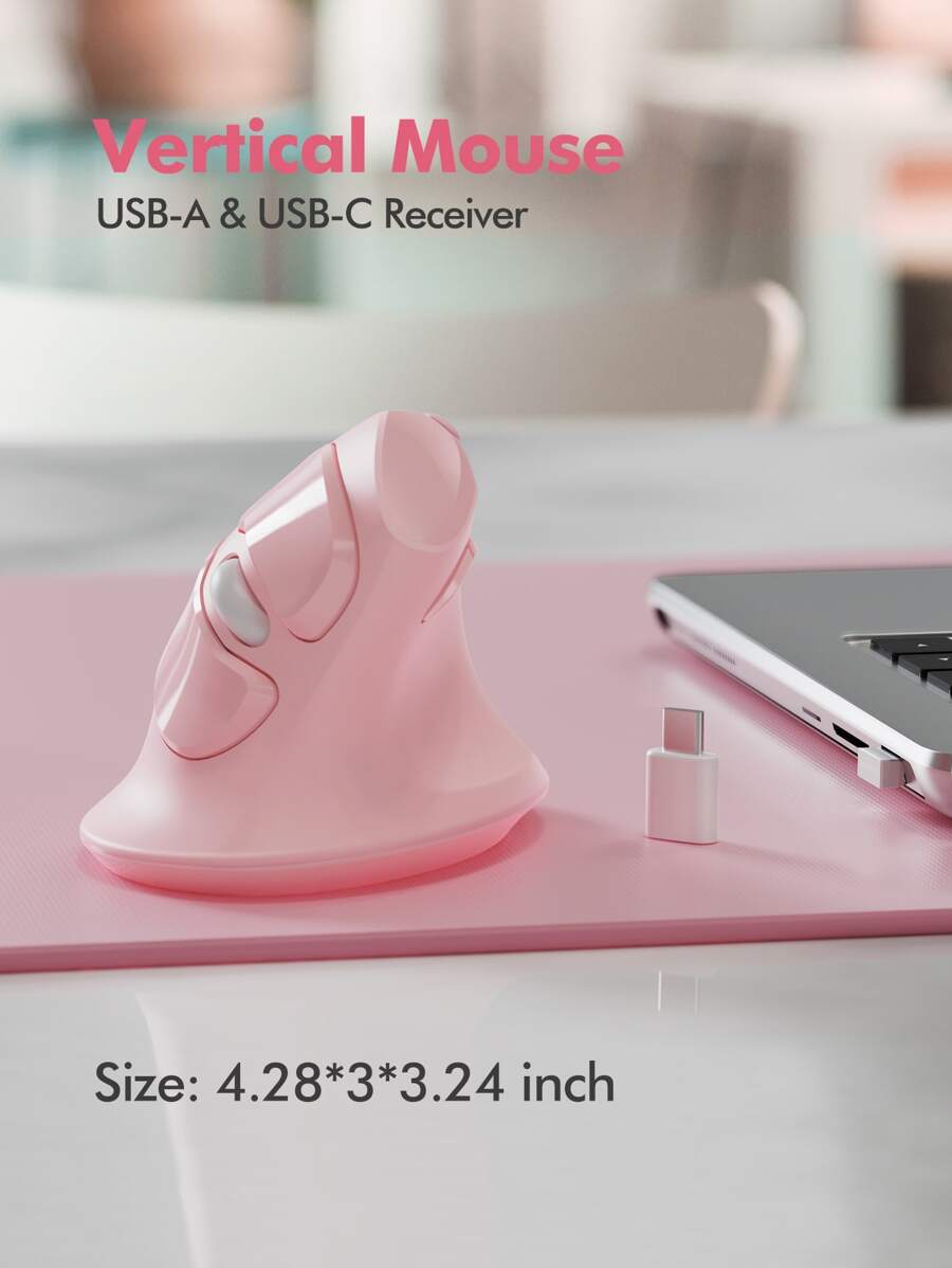 Usb Andtype C Dual Receiver Wireless Mouse Ergonomic Vertical Wireless