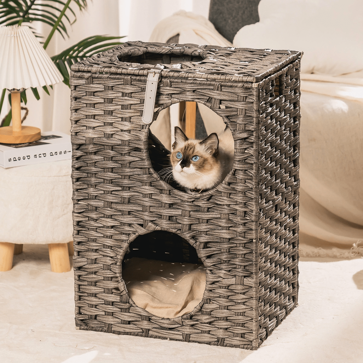 Rattan Cat House, Cat Bed Cat House Cat Tent Pet Bed Cat Condo With ...