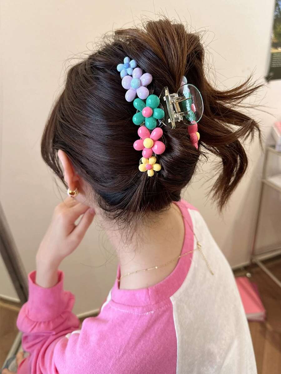 1pc Colorful Acrylic Glossy Flower Hair Claw Clip | SHEIN USA
