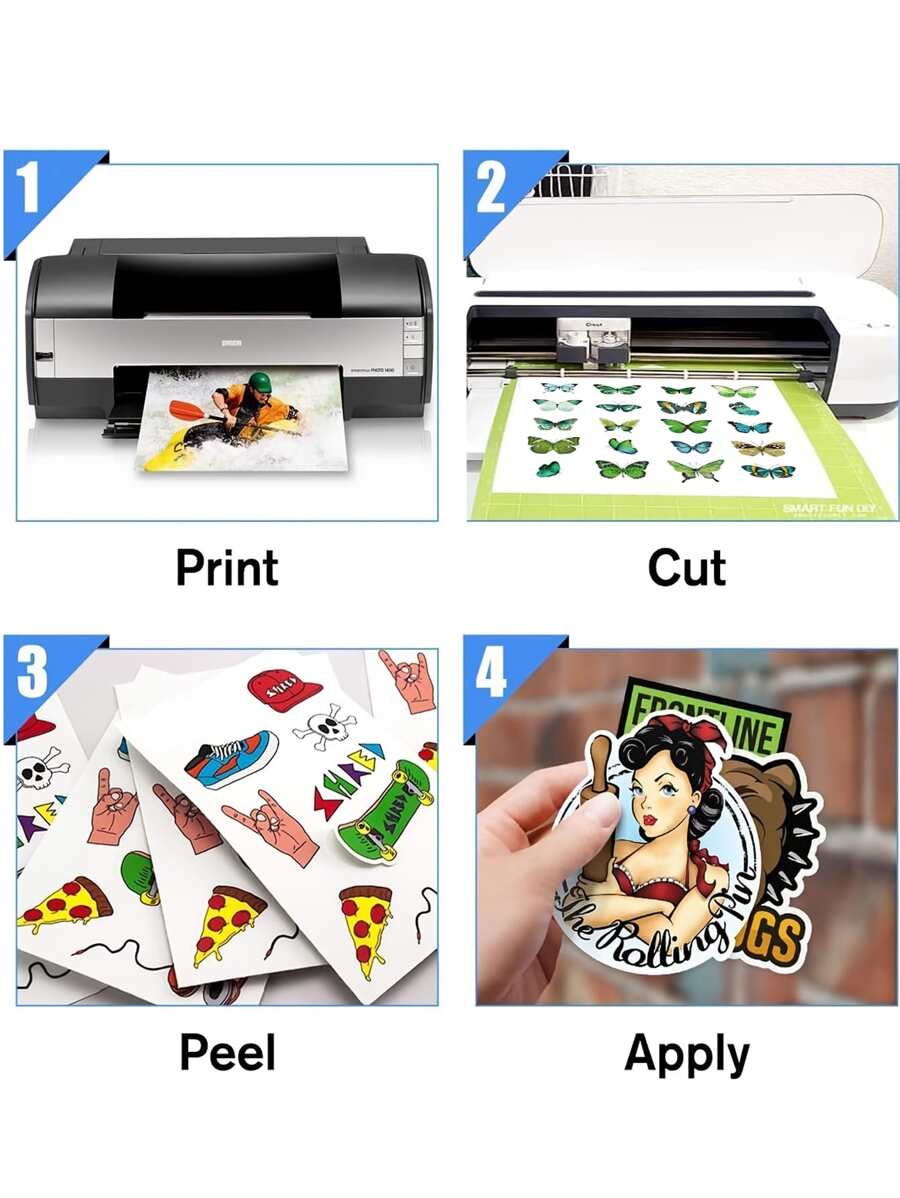 Printable Vinyl Sticker Paper for Inkjet Printer - Matte White - 20 ...