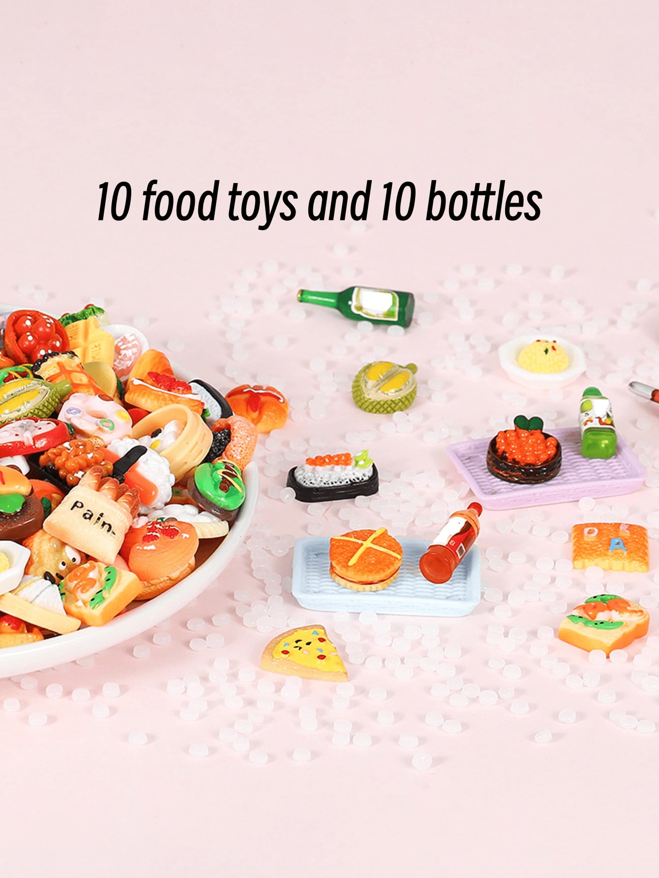 10pcs Miniature Glass Bottles With 10pcs Miniature Toy Food | SHEIN USA