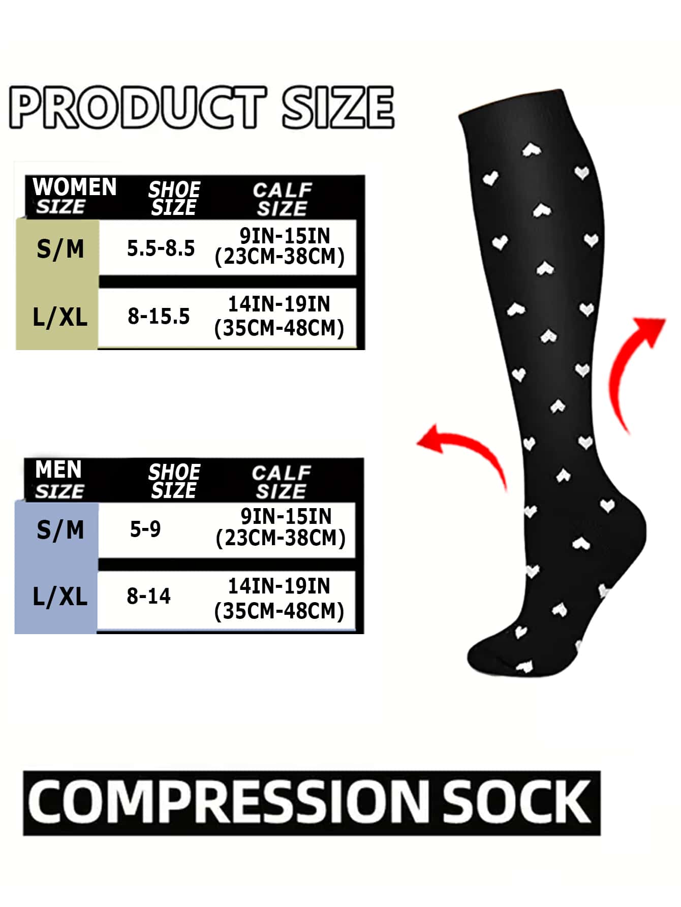 Copper Wellow Compression Socks Women Men 10-20 Mmhg Knee High Pregnant ...