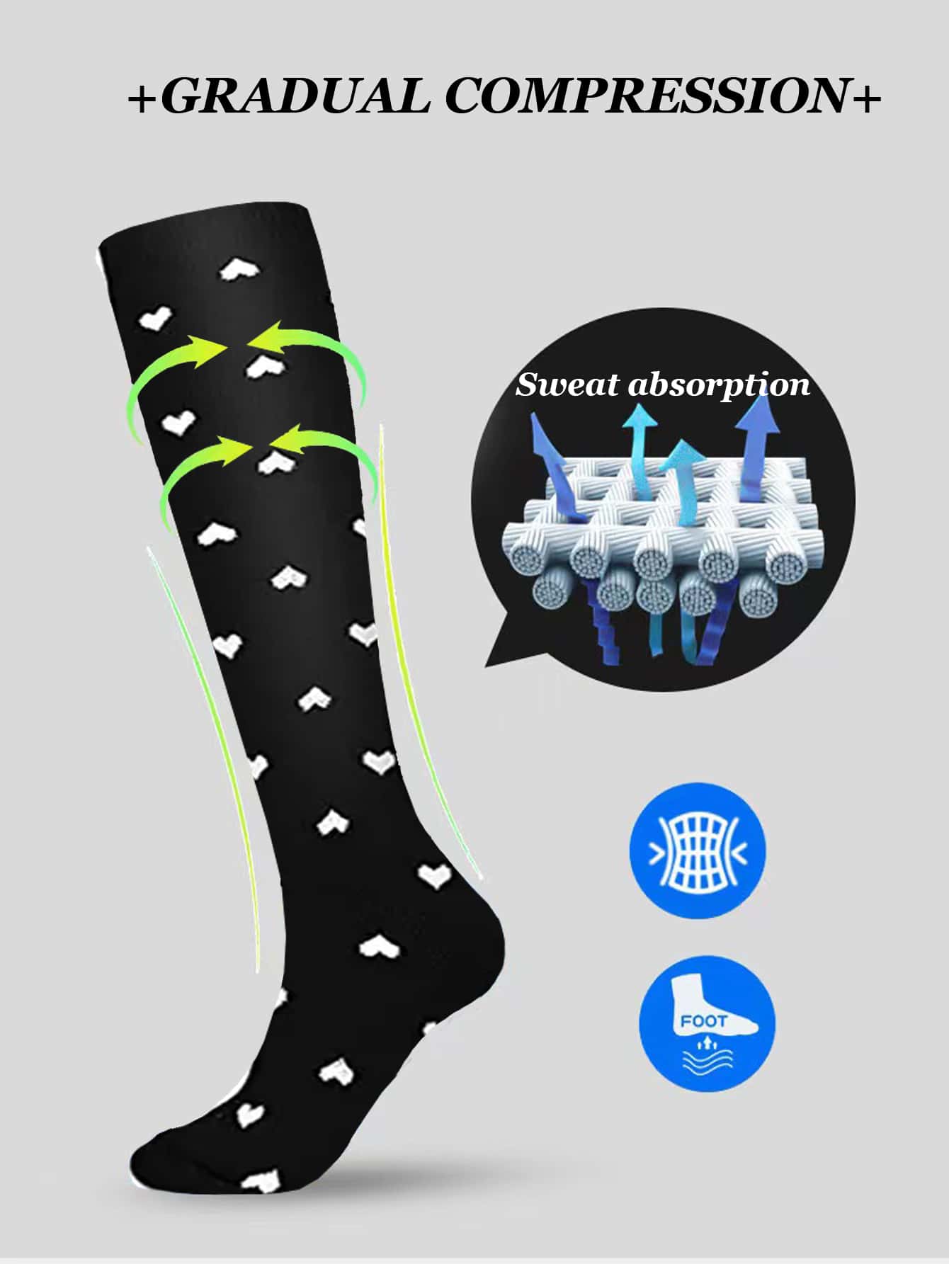 Copper Wellow Compression Socks Women Men 10-20 Mmhg Knee High Pregnant ...