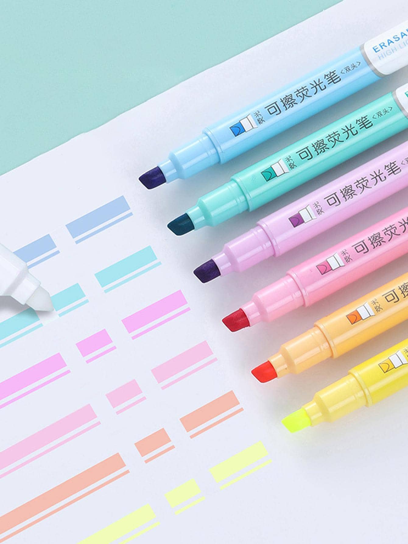 6pcs/set Erasable Fluorescent Pens, Creative Colorful Doodling Marker ...