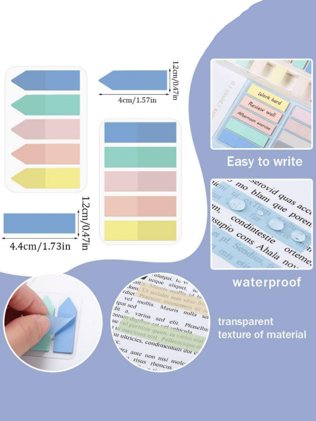 Fluorescent Index Tabs Stickers With Pointed End For Student Exam ...