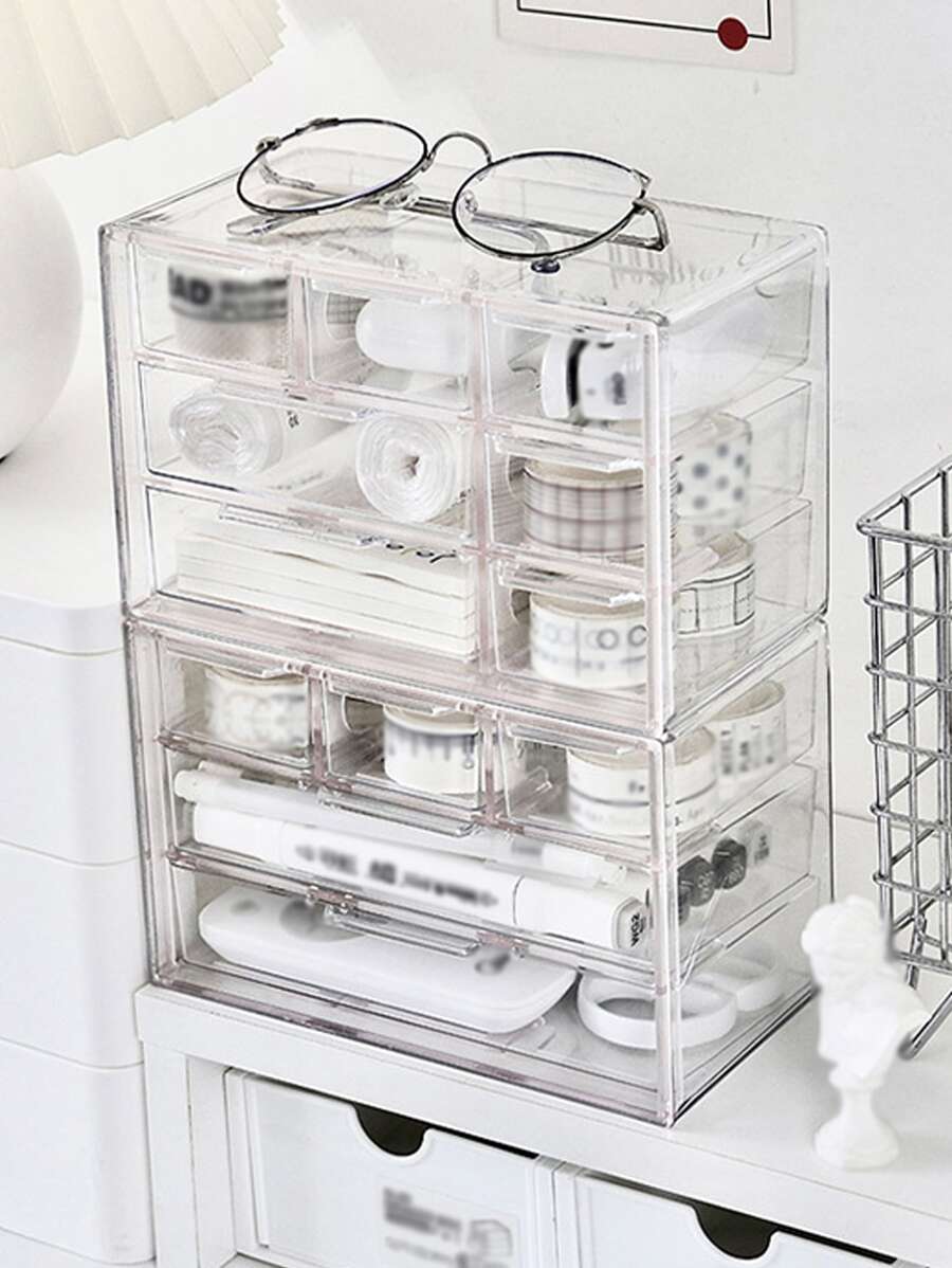 1pc Transparent Multiple Grids Dustproof Desktop Drawer Jewelry ...