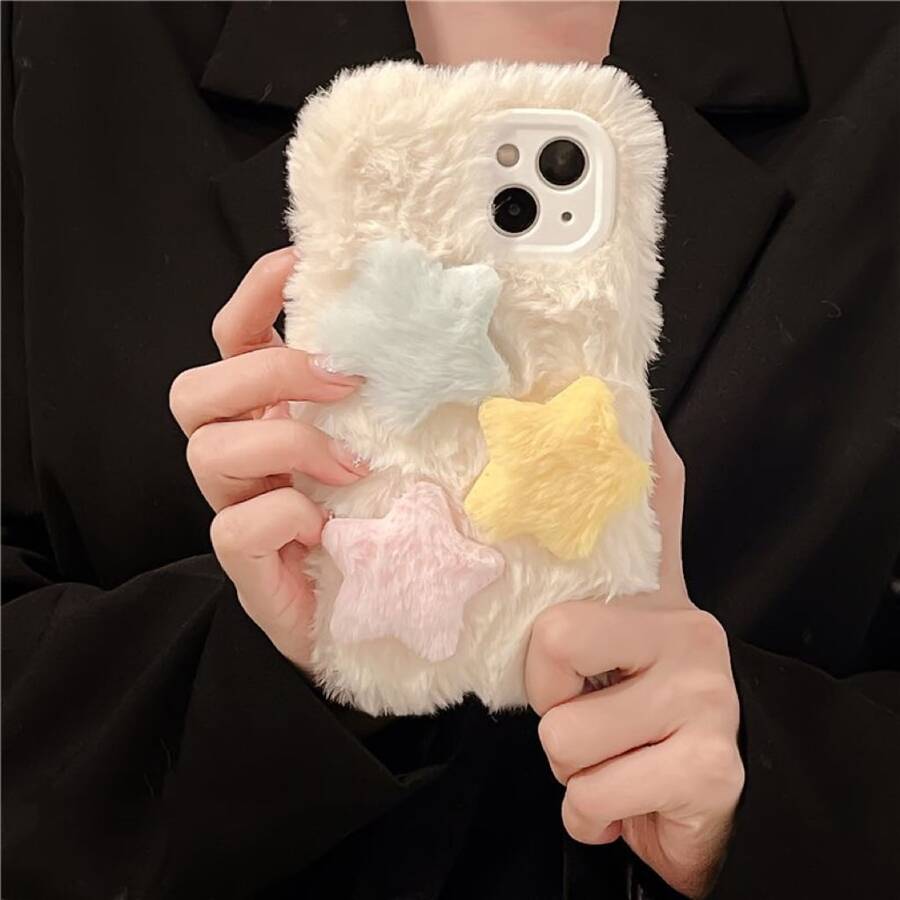 SHEIN X Jess Winter Star Decor Fluffy Phone Case Compatible With ...