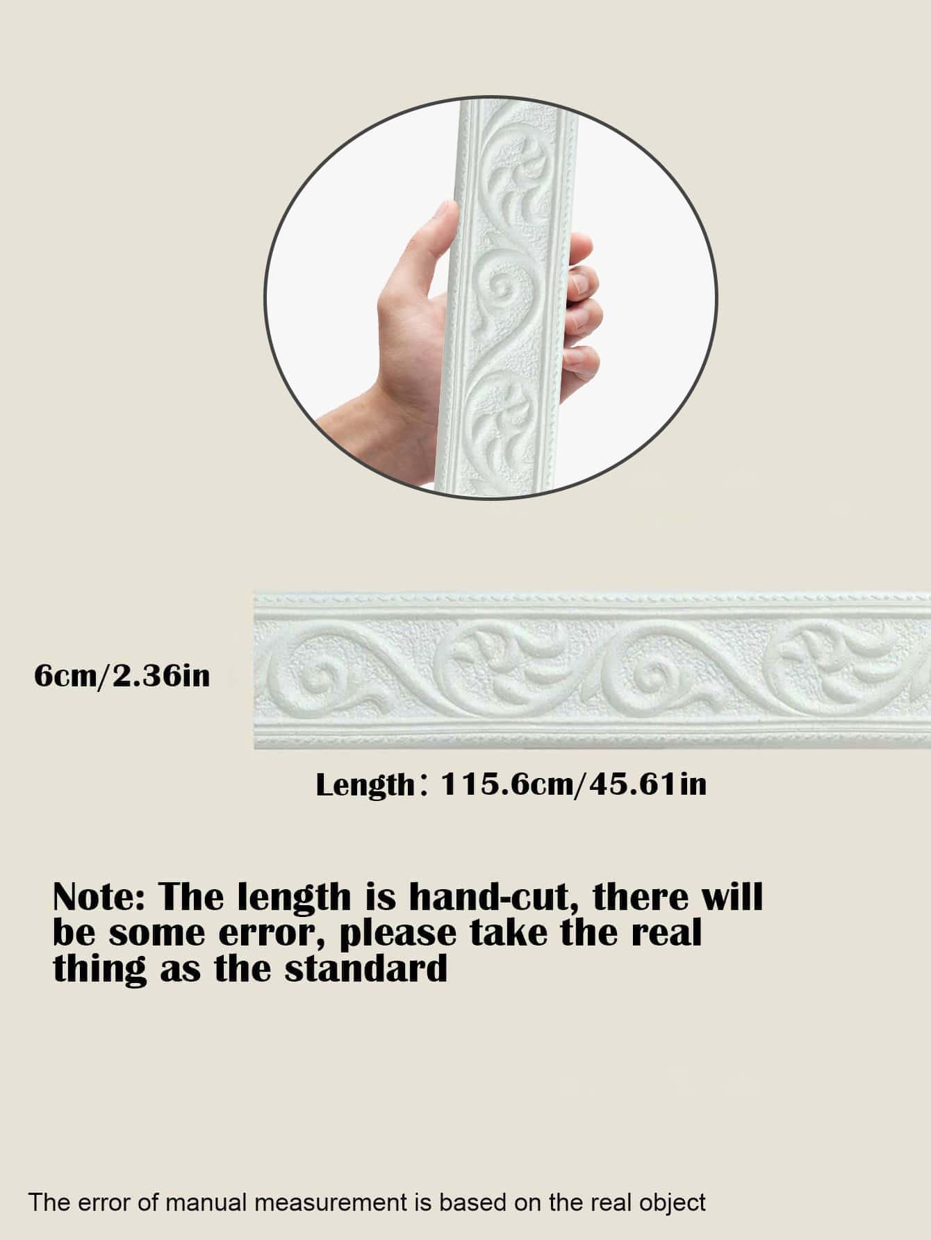1pc Plastic Scroll Pattern Wall Baseboard Sticker, 3D Foam Edge Sealing ...
