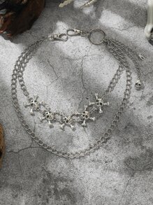 1pc Men's Silver Chain With Skull Mask Pendant Multi-Layer Pants Chain ...