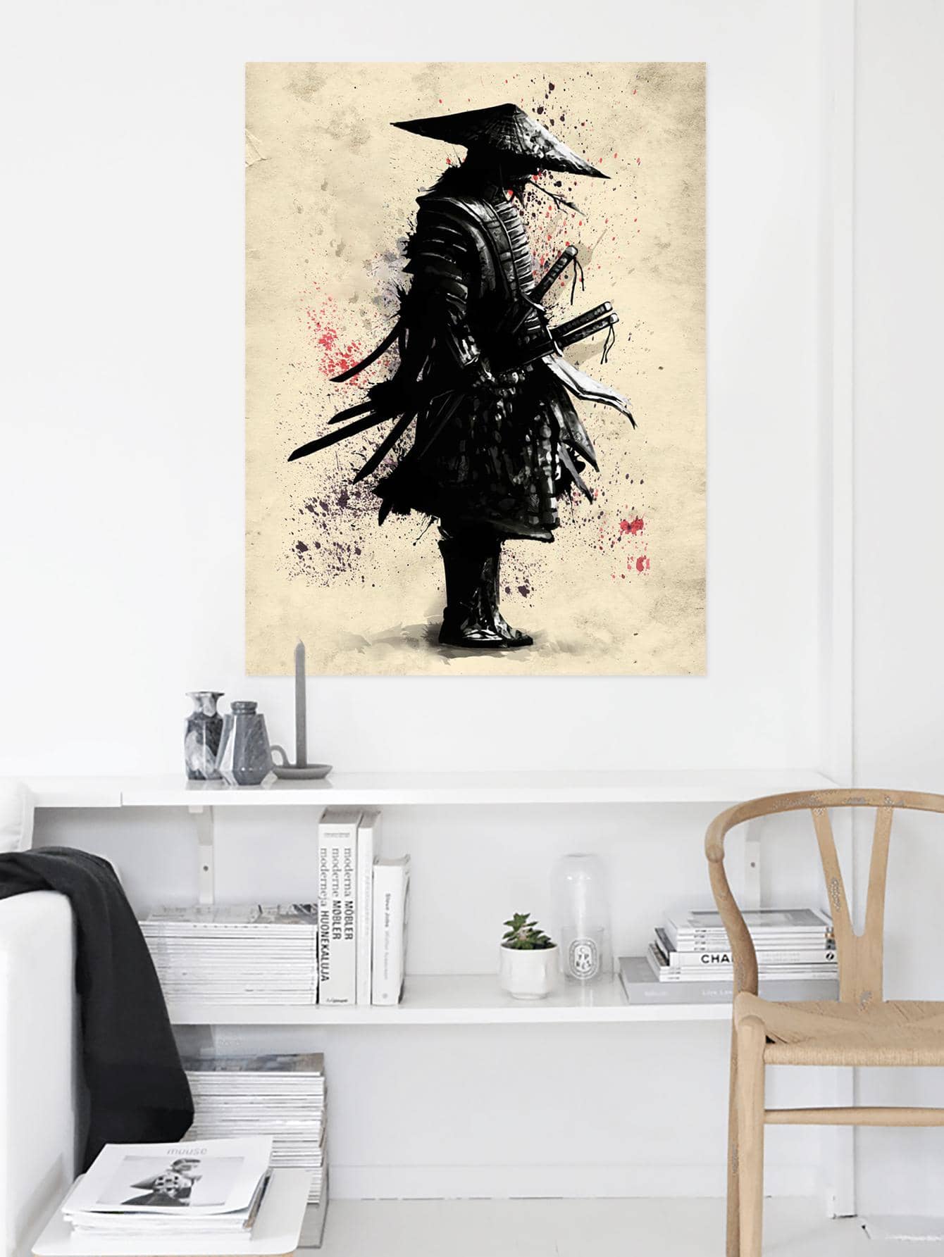 1 Pieza Pintura De Lienzo, Arte De Pared De Samurai, Decoración De Pared Japonesa De Samurai ...