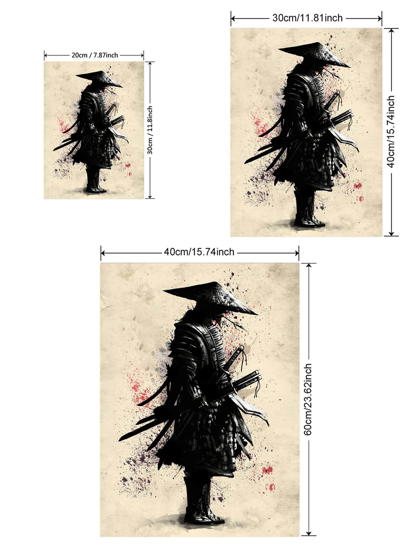 1pc Canvas Painting, Samurai Wall Art, Japanese Samurai Wall Decor, Red ...