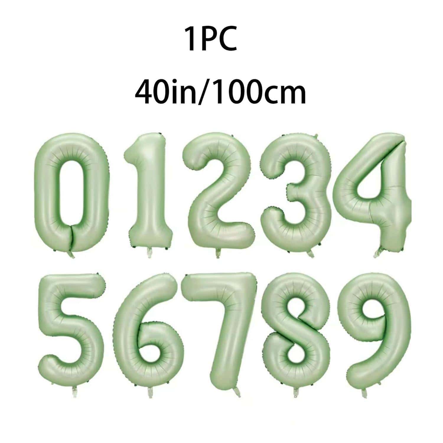 40inch/100cm Olive Green Number Shaped Cute Crystal Mylar Balloon For ...