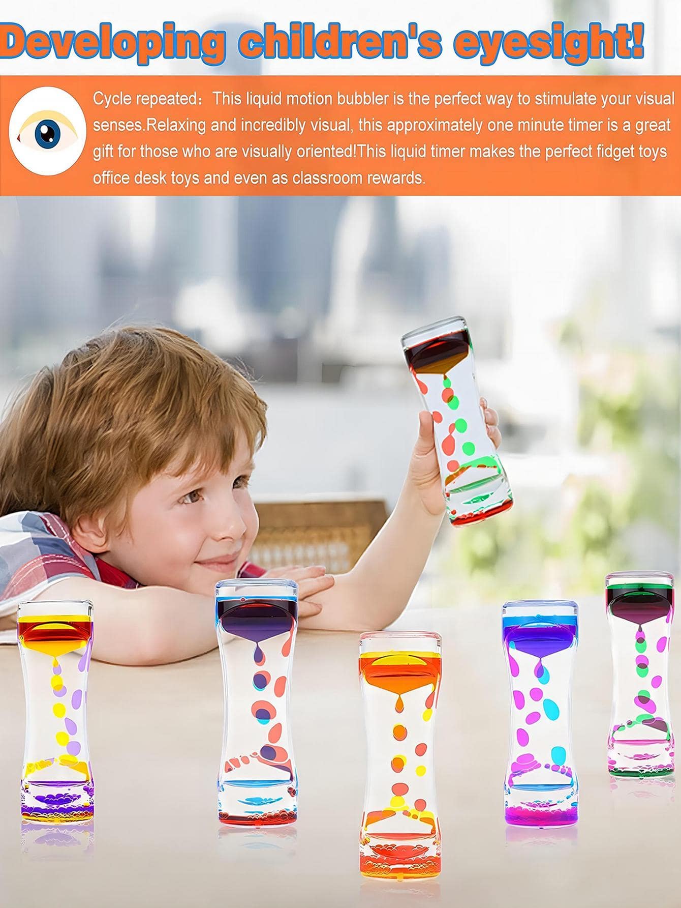 1PC Blue Powder Iquid Motion Bubbler For Kids And Adults, Hourglass ...