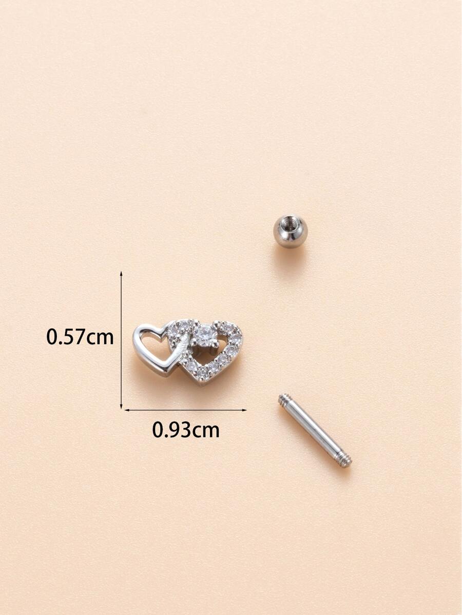 1pc Simple And Delicate Stainless Steel Hollow Out Heart Ear Stud With ...