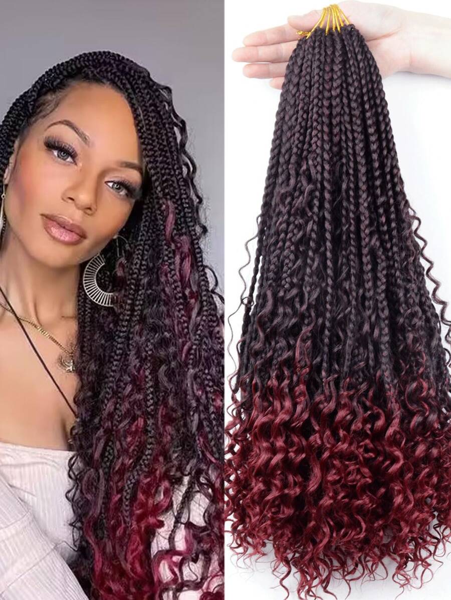 Box Braids Crochet Hair Messy Goddess Box Braids Hair with Curly Ends ...