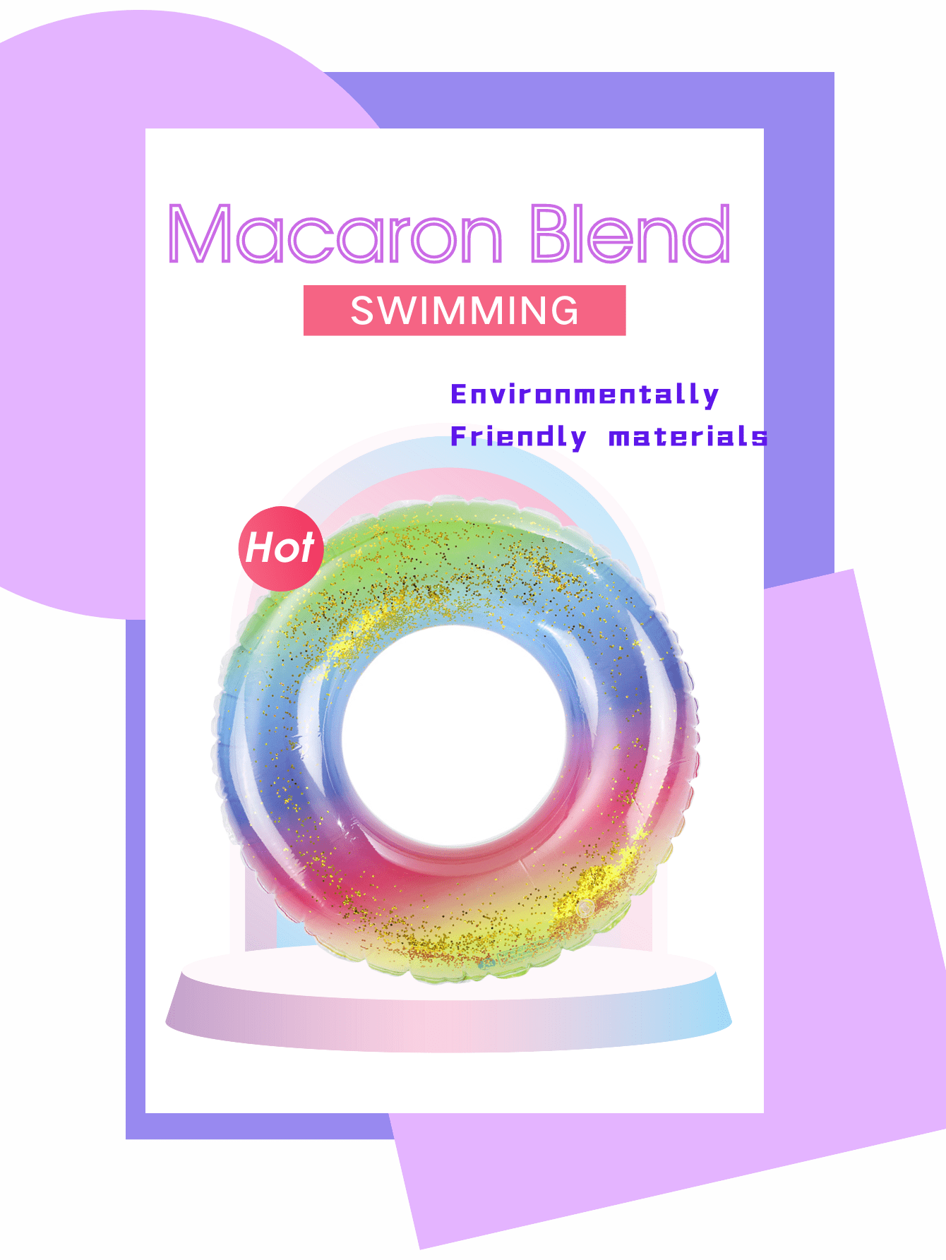 1pc Inflatable Pvc Pool Float In Macaron Colors With Glitter For Water ...