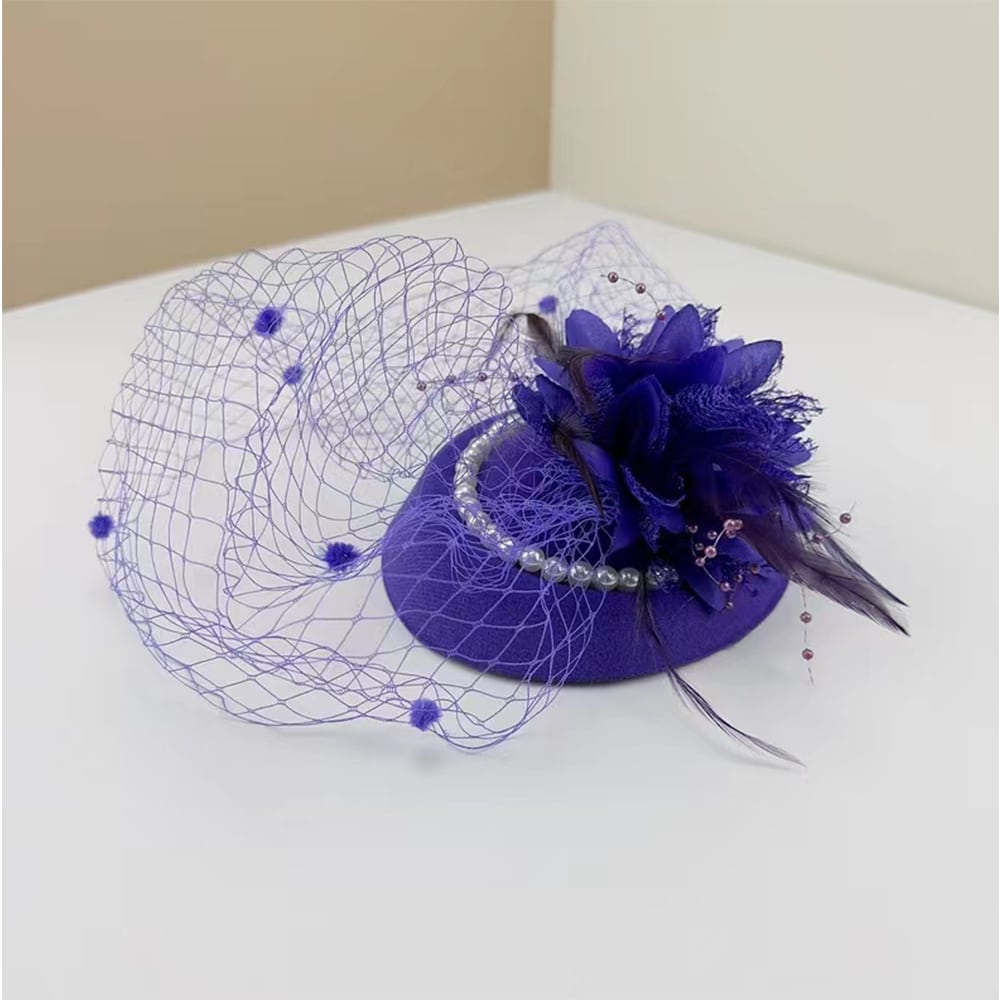 European And American Style Bridal Veil Feather Headband Hair Clip Hat ...