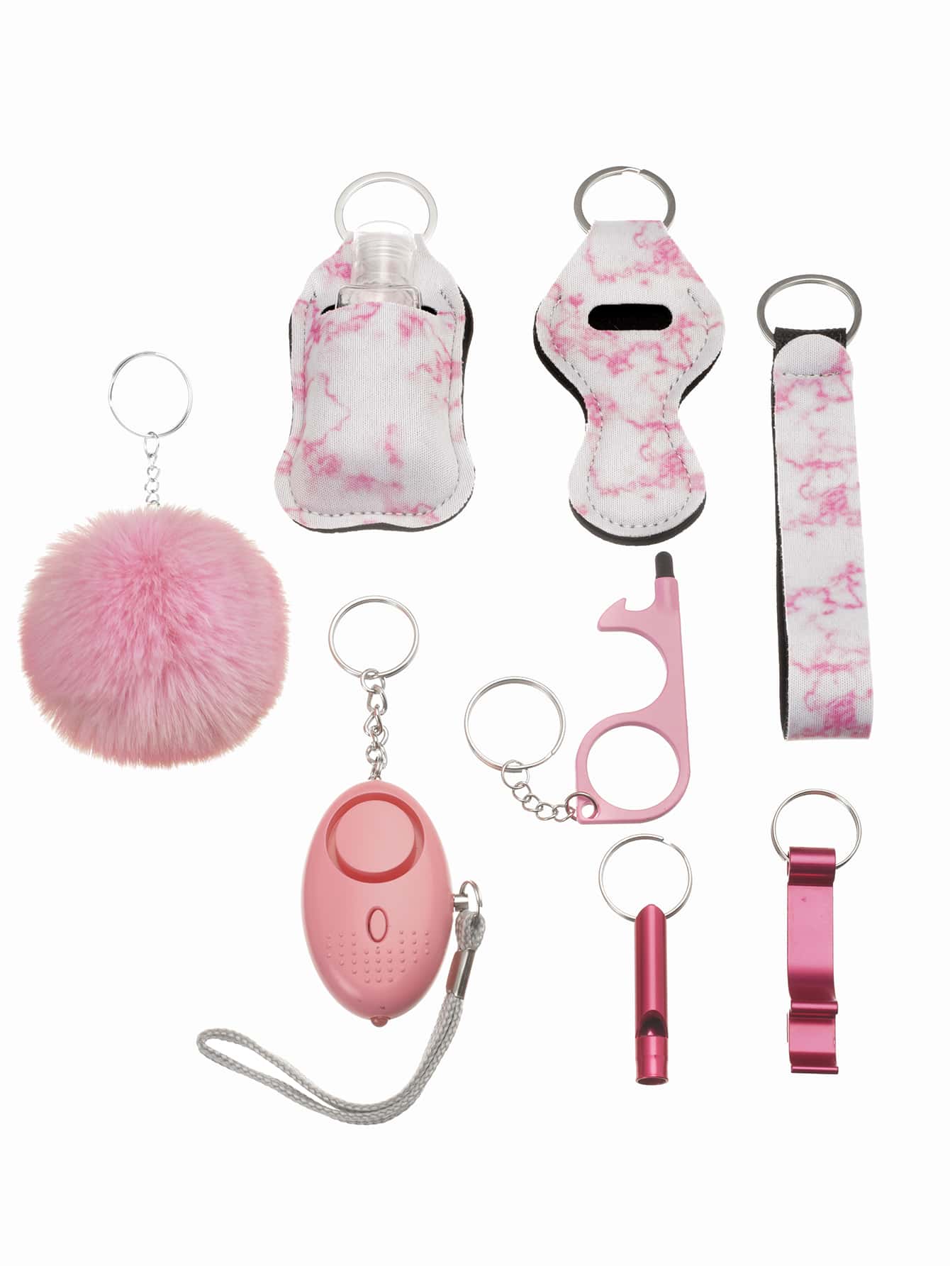9pcs Pink Self-Defense Safety Kit Bag Accessories Including Safety ...